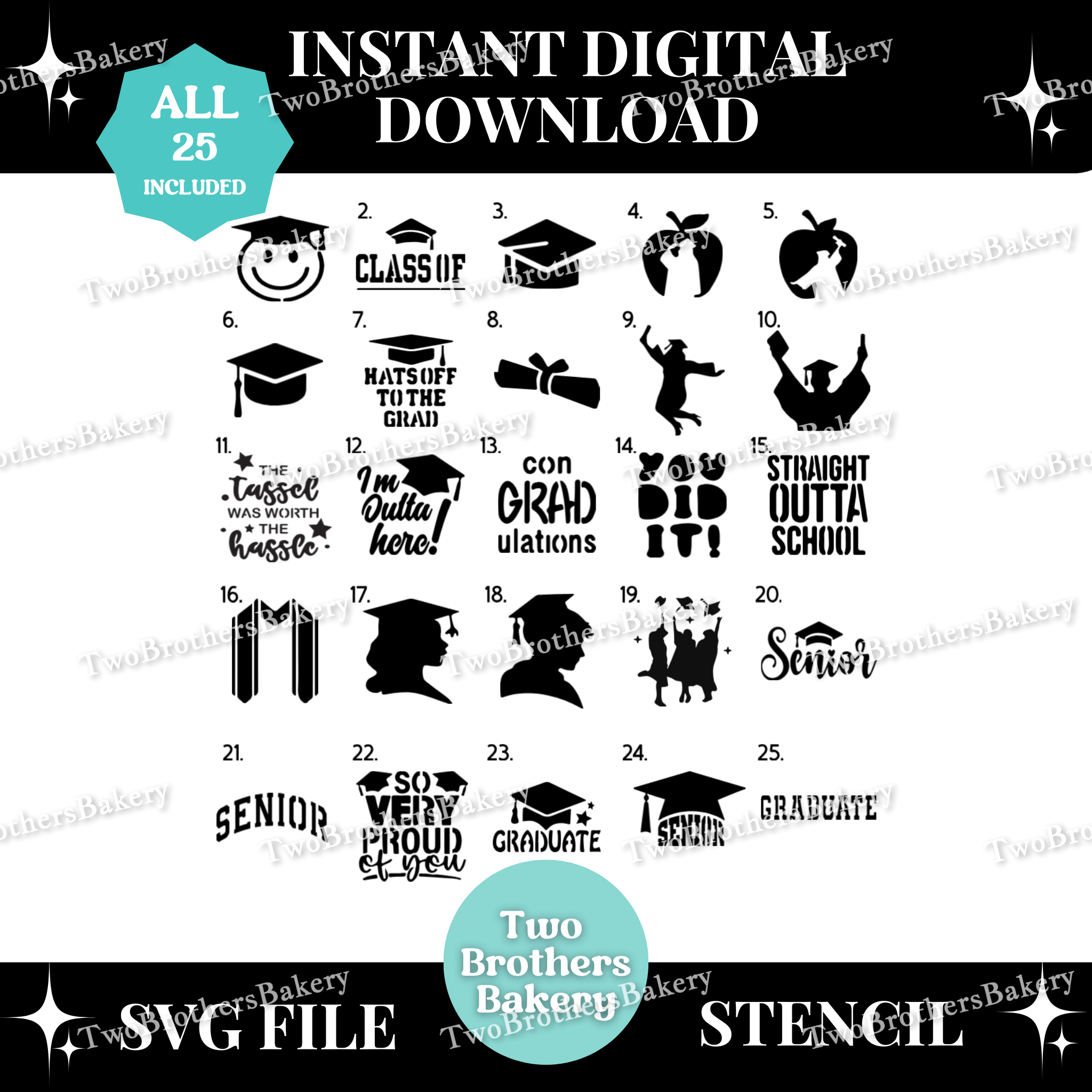 High School Graduation SVG Bundle (Stencils) – TwoBrothersBakery