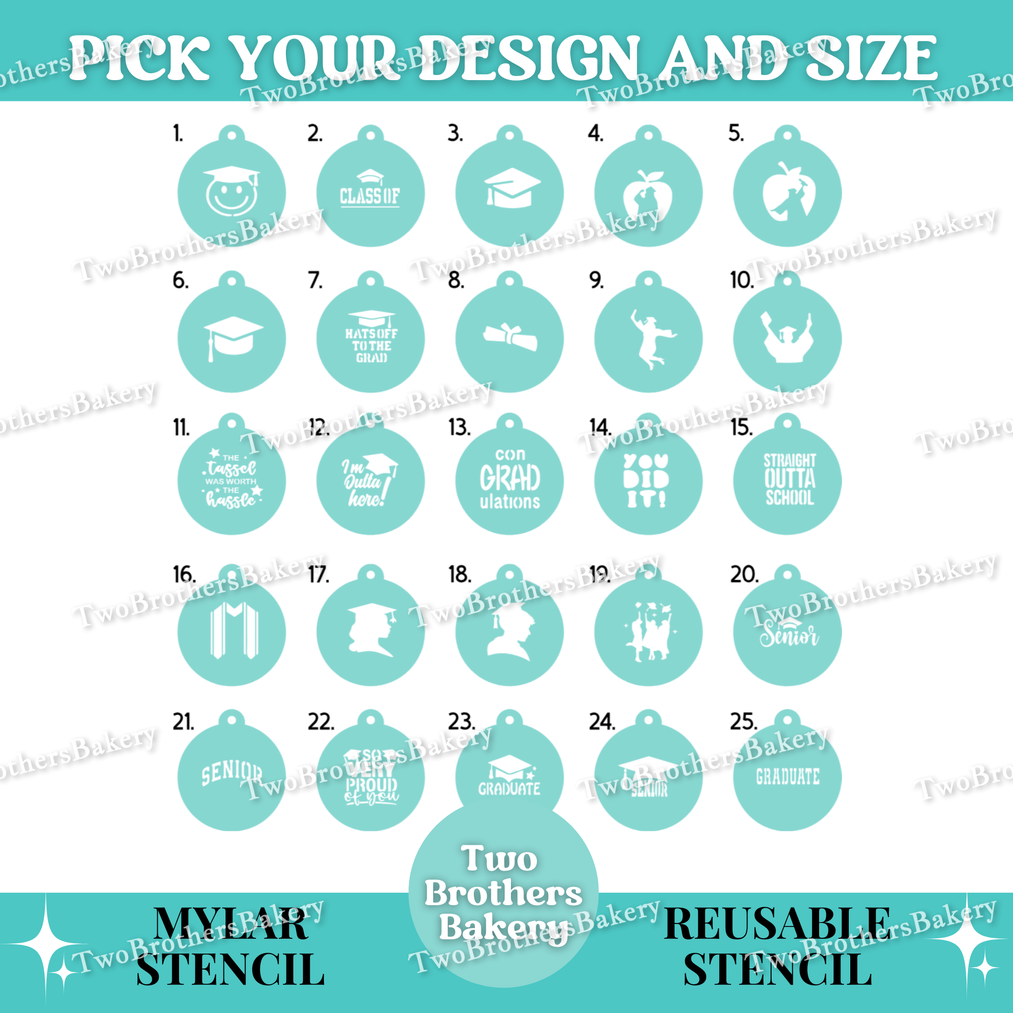 High School Graduation Themed Stencils – TwoBrothersBakery