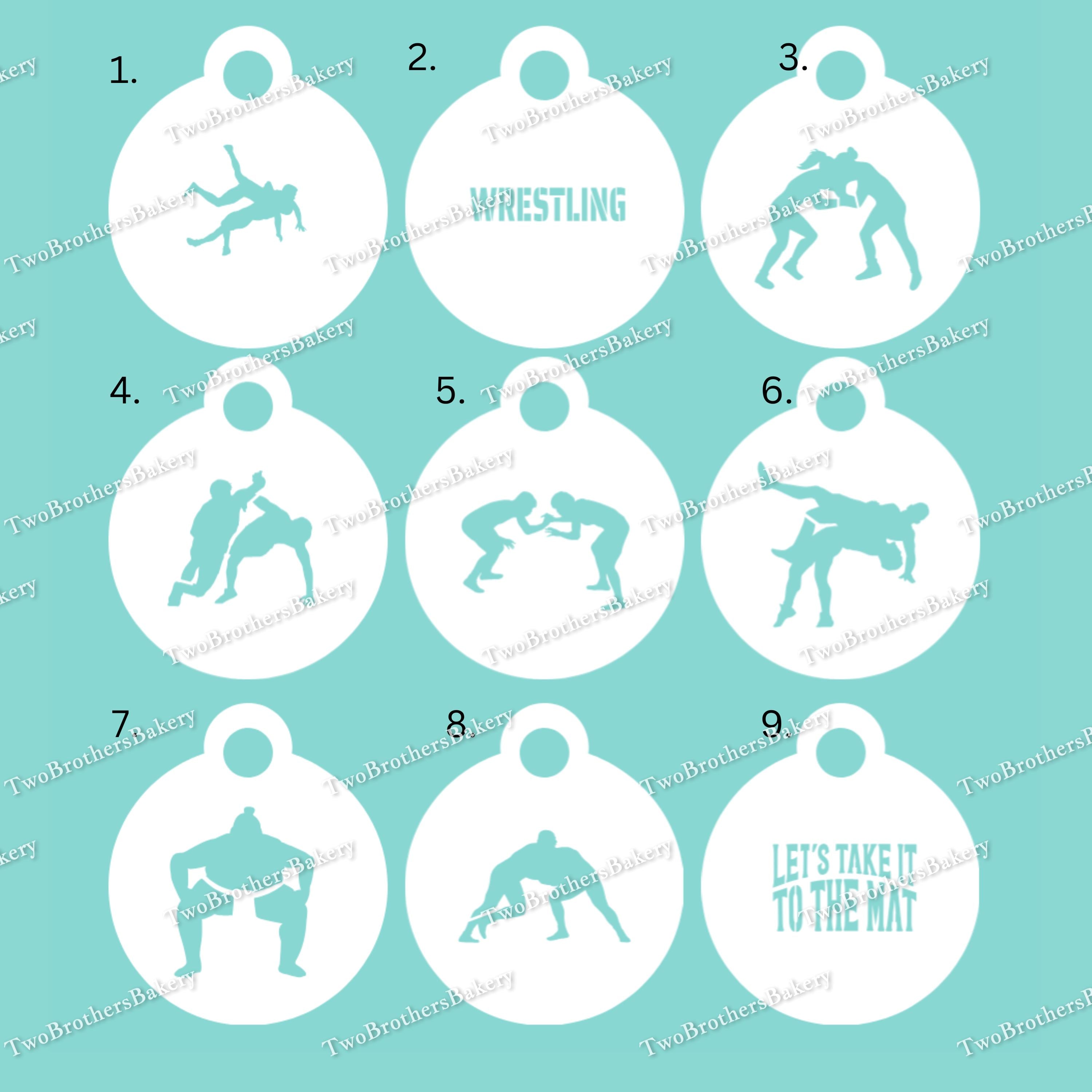 Wrestling Themed Stencils, Sports Themed Stencils – TwoBrothersBakery